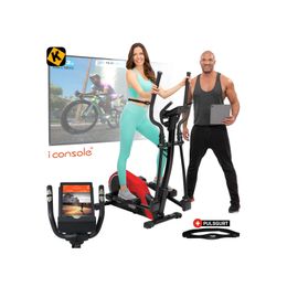 miweba Sports Crosstrainer MC300, 21 kg Schwungmasse, verstellbar, Pulsgurt, mit App, Magnetbremse (Rot/Schwarz)