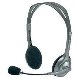 Logitech Kabelgebundenes Headset H110 Kopfbügel mit Geräuschunterdrückung 3,5 mm Anschluss mit Mikrofon Silber, Grau