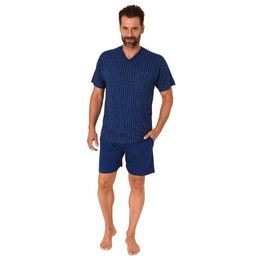 Normann Pyjama Herren Schlafanzug Kurzarm Shorty Pyjama – Streifenoptik