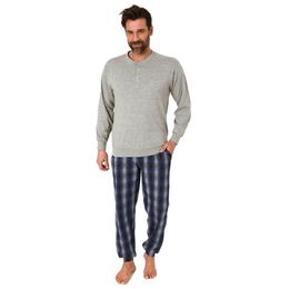 Normann Pyjama Herren Schlafanzug mit Bündchen + Karo Jersey Hose -auch in Übergröße