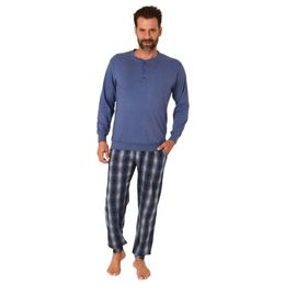 Normann Pyjama Herren Schlafanzug mit Bündchen + Karo Jersey Hose -auch in Übergröße