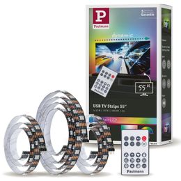 Paulmann LED-Streifen USB LED Strip TV-Beleuchtung 55 Zoll 2m Dynamic Rainbow RGB 3,5W, 1-flammig, schwarz