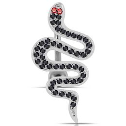 Firetti Bauchnabelpiercing Schmuck Geschenk Piercing Silber 925 Körperschmuck SNAKE Schlange, mit Zirkonia (synth), rot|schwarz|silberfarben