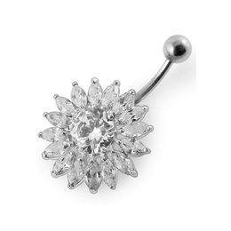 Firetti Bauchnabelpiercing Schmuck Geschenk Piercing Silber 925 Körperschmuck CRYSTAL SUN Sonne, mit Zirkonia (synth), silberfarben