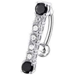 Firetti Bauchnabelpiercing Schmuck Geschenk Piercing Silber 925 Körperschmuck, mit Zirkonia (synth), schwarz|silberfarben