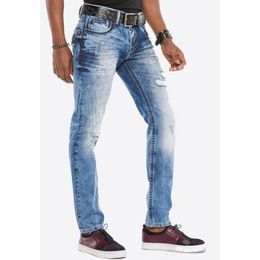 Cipo & Baxx Cipo & Baxx Bequeme Jeans mit modischen Stickereien in Straight Fit, blau