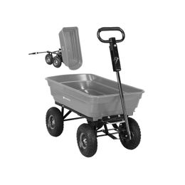 miweba Bollerwagen Dumper, verriegelbare Kippfunktion, robuste PP-Wanne, Anh&auml;ngerkupplung, bis 300kg (Grau)