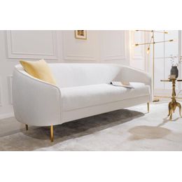 Riess Ambiente Design 3er Lounge Sofa DIVA 205cm weiß Bouclé 3-Sitzer Metallfüße gold