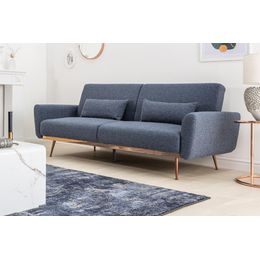 Riess Ambiente Retro Schlafsofa BELLEZZA 210cm blau 3-Sitzer Couch inkl. Kissen