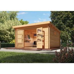 Woodfeeling Gartenhaus Trittau aus Holz in Naturbelassen Gartenhütte Wandstärke: 40 mm Geräteschuppen - Naturbelassen - Karibu