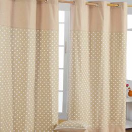 Gardinen mit Ösen Sterne beige 2er Set 100% Baumwolle, 182x137 cm - Homescapes