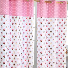 Gardinen mit Ösen Cupcakes rosa blau 2er Set 100% Baumwolle, 228x137 cm - Homescapes