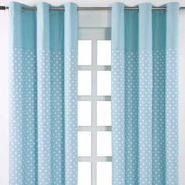 Gardinen Sterne blau 2er Set 137 x 117 cm - Blau - Homescapes