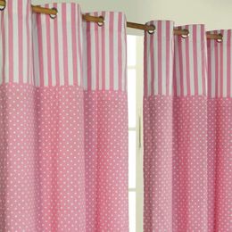 Gardinen Polka Dots & Streifen rosa 2er Set 228 x 137 cm - Homescapes