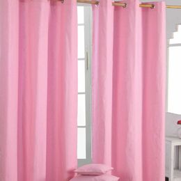 Homescapes - Gardinen mit Ösen unifarben rosa im 2er Set, 137 x 117 cm - Rosa