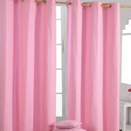 Homescapes - Gardinen mit Ösen unifarben rosa im 2er Set, 182 x 137 cm - Rosa