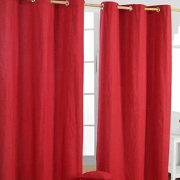 Homescapes - Gardinen mit Ösen unifarben rot im 2er Set, 228 x 137 cm - Rot