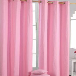 Gardinen mit Ösen unifarben rosa im 2er Set, 228 x 137 cm - Rosa - Homescapes