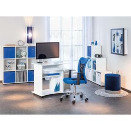 Dmora - Mini-Büro mit Rollen, aus weißem Laminat, cm, 80x50x75