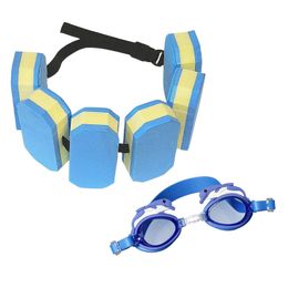 BEST Sporting Schwimmgürtel Set Taucherbrille Delphin, 6 Paddle, blau