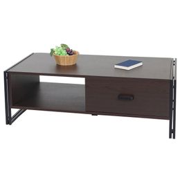 Couchtisch MCW-A27, Beistelltisch Wohnzimmertisch, 41x120x60cm 3D-Struktur, Metall MDF ~ dunkelbraun