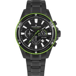 Chronograph Jacques Lemans "Liverpool, 1-2141H" Armbanduhren grün (schwarz) Herren Quarzuhren