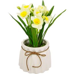 Kunstblume Narzissen, I.GE.A., Höhe 24 cm, Im Topf aus Keramik Gesteck Osterglocken Künstliche Frühlingsblume, gelb|weiß