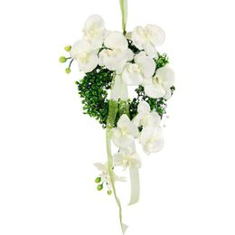 Kunstkranz Orchidee, I.GE.A., Höhe 46 cm, Buchskranz Festliche Dekoration Hochzeitsdeko Wanddeko, weiß