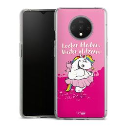 DeinDesign Handyhülle Pummelfee Locker Bleiben Weiter Glitzern, OnePlus 7T Silikon Hülle Bumper Case Handy Schutzhülle, weiß