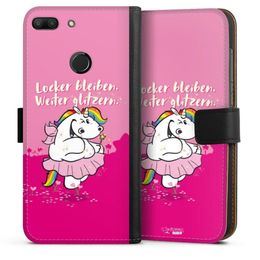 DeinDesign Handyhülle Pummelfee Locker Bleiben Weiter Glitzern, Huawei Honor 9 Lite Hülle Handy Flip Case Wallet Cover, schwarz