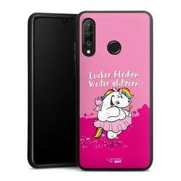 DeinDesign Handyhülle Pummelfee Locker Bleiben Weiter Glitzern, Huawei P30 Lite Silikon Hülle Premium Case Handy Schutzhülle, schwarz
