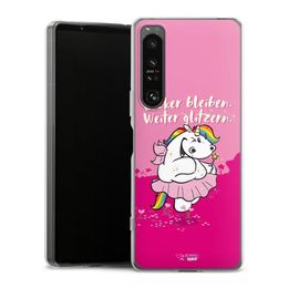 DeinDesign Handyhülle Pummelfee Locker Bleiben Weiter Glitzern, Sony Xperia 1 IV Silikon Hülle Bumper Case Handy Schutzhülle, weiß