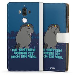 DeinDesign Handyhülle Grummeleinhorn am Hintern vorbei, Huawei Mate 9 Hülle Handy Flip Case Wallet Cover Handytasche Leder, weiß