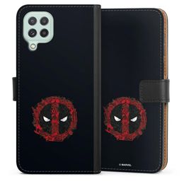 DeinDesign Handyhülle Marvel Deadpool Logo Deadpool Logo, Samsung Galaxy A22 4G Hülle Handy Flip Case Wallet Cover, schwarz