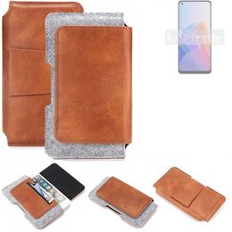 K-S-Trade Handyhülle für Oppo Reno7 Lite 5G, Handyhülle Schutzhülle Gürteltasche Holster Gürtel Tasche, braun|grau|schwarz