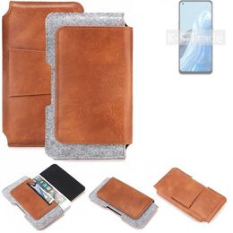 K-S-Trade Handyhülle für Oppo Reno8 Lite 5G, Handyhülle Schutzhülle Gürteltasche Holster Gürtel Tasche, braun|grau|schwarz