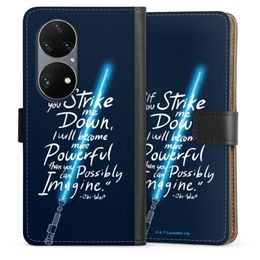 DeinDesign Handyhülle Star Wars Obi-Wan Kenobi Lichtschwert Obi Wan Quote, Huawei P50 Pro Hülle Handy Flip Case Wallet Cover Handytasche Leder
