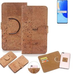 K-S-Trade Handyhülle für Huawei nova 9 SE, Handy-Hülle Schutz-Hülle Handyhülle Schutzhülle Korkhülle, braun|schwarz