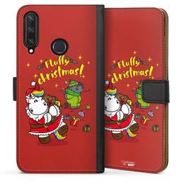 DeinDesign Handyhülle Pummeleinhorn Fluffy Christmas Red, Huawei Y6p Hülle Handy Flip Case Wallet Cover Handytasche Leder, schwarz