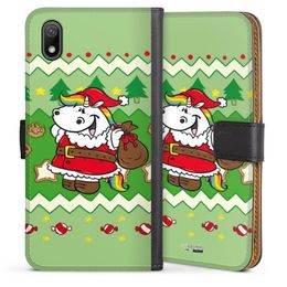 DeinDesign Handyhülle Ugly Christmas Pummeleinhorn Grün, Huawei Y5 (2019) Hülle Handy Flip Case Wallet Cover Handytasche Leder, schwarz