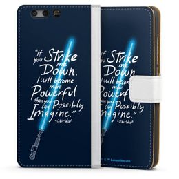 DeinDesign Handyhülle Star Wars Obi-Wan Kenobi Lichtschwert Obi Wan Quote, Huawei P10 Hülle Handy Flip Case Wallet Cover Handytasche Leder, weiß