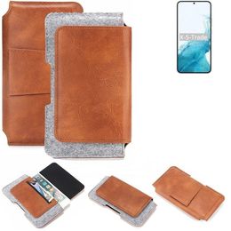 K-S-Trade Handyhülle für Samsung Galaxy S22+ Exynos, Handyhülle Schutzhülle Gürteltasche Holster Gürtel Tasche, braun|grau|schwarz