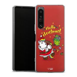 DeinDesign Handyhülle Pummeleinhorn Fluffy Christmas Red, Sony Xperia 1 IV Silikon Hülle Bumper Case Handy Schutzhülle, weiß