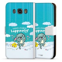 DeinDesign Handyhülle Mooh Happiness, Samsung Galaxy J5 (2016) Hülle Handy Flip Case Wallet Cover, weiß