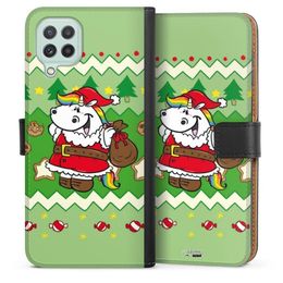 DeinDesign Handyhülle Ugly Christmas Pummeleinhorn Grün, Samsung Galaxy A22 4G Hülle Handy Flip Case Wallet Cover, schwarz