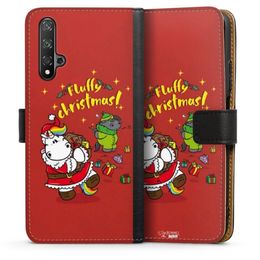 DeinDesign Handyhülle Pummeleinhorn Fluffy Christmas Red, Huawei Nova 5T Hülle Handy Flip Case Wallet Cover Handytasche Leder, schwarz
