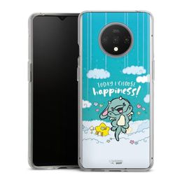 DeinDesign Handyhülle Mooh Happiness, OnePlus 7T Silikon Hülle Bumper Case Handy Schutzhülle, weiß