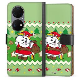 DeinDesign Handyhülle Ugly Christmas Pummeleinhorn Grün, Huawei P50 Pro Hülle Handy Flip Case Wallet Cover Handytasche Leder, schwarz