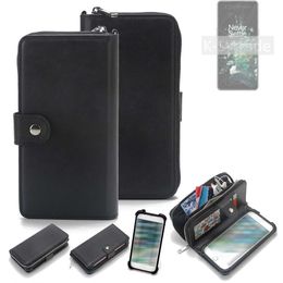 K-S-Trade Handyhülle für OnePlus 10T, 2in1 Handyhülle Schutzhülle & Portemonnee Cover Handy Hülle, schwarz