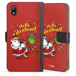 DeinDesign Handyhülle Pummeleinhorn Fluffy Christmas Red, Huawei Y5 (2019) Hülle Handy Flip Case Wallet Cover Handytasche Leder, schwarz